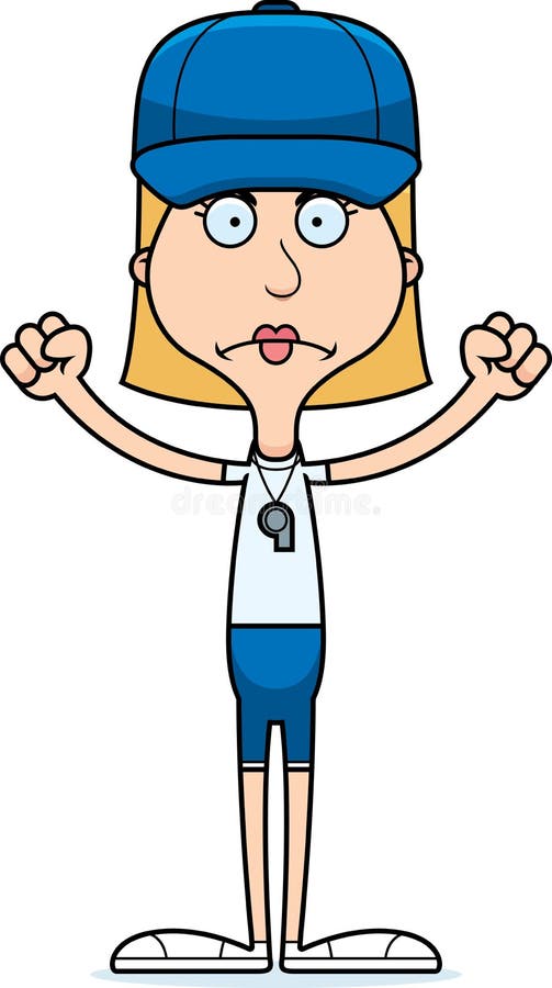 Cartoon Angry Coach Woman stock vector. Illustration of whistle - 55529403