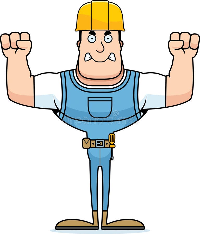 Cartoon Angry Construction Worker Stock Vector - Illustration of ...