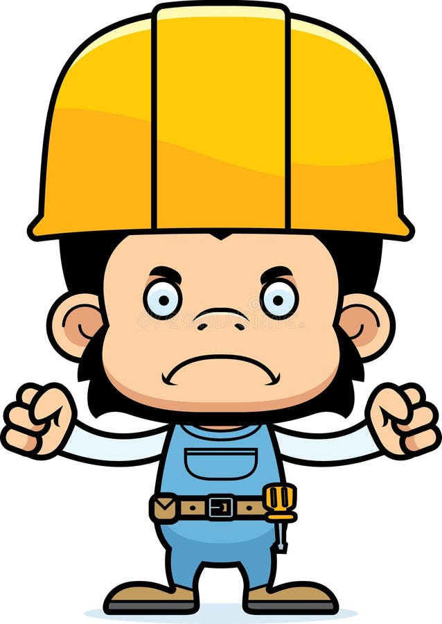 Cartoon Angry Construction Worker Gorilla Stock Vector - Illustration ...