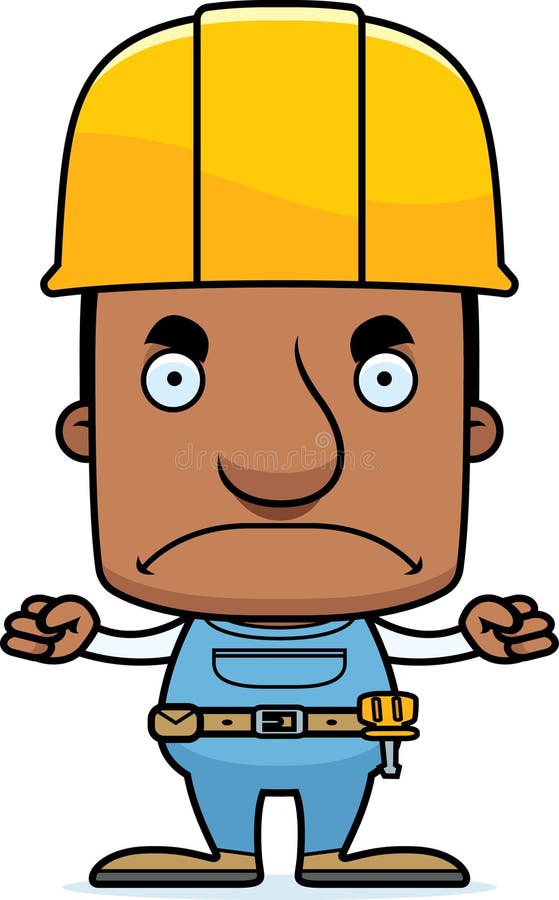 Cartoon Angry Construction Worker Man Stock Vector - Illustration of ...