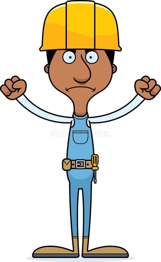 Cartoon Angry Construction Worker Man Stock Vector - Illustration of ...