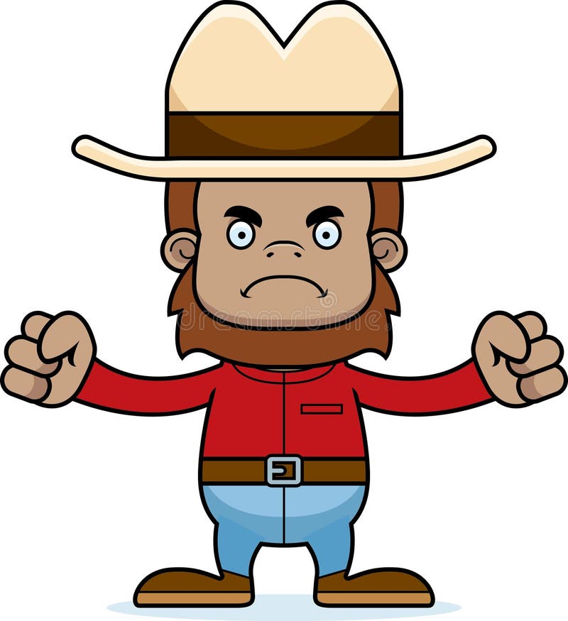 Cartoon Angry Cowboy Sasquatch Stock Vector - Illustration of animal ...