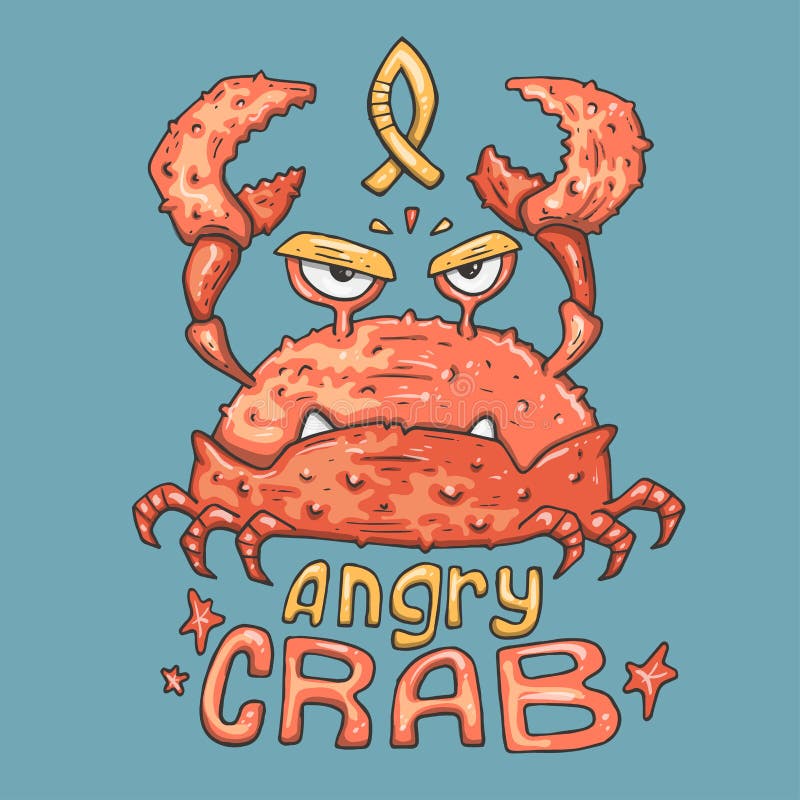 Cartoon angry crab. stock vector. Illustration of crustacean - 94548207