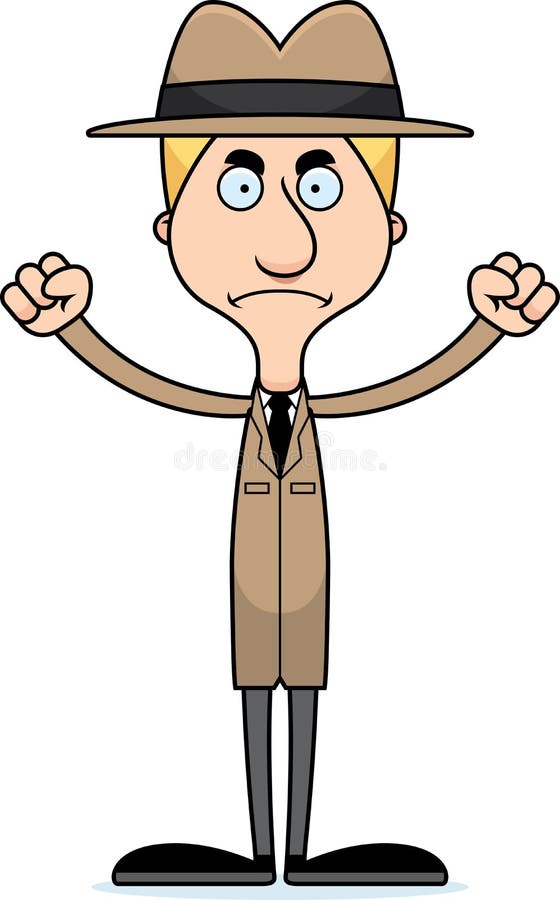 Cartoon Angry Detective Man Stock Vector - Illustration of trench, clip ...
