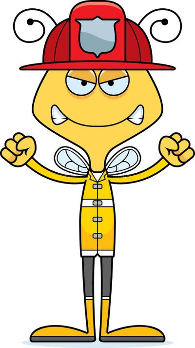Cartoon Angry Firefighter Bee Stock Vector - Illustration of angry ...