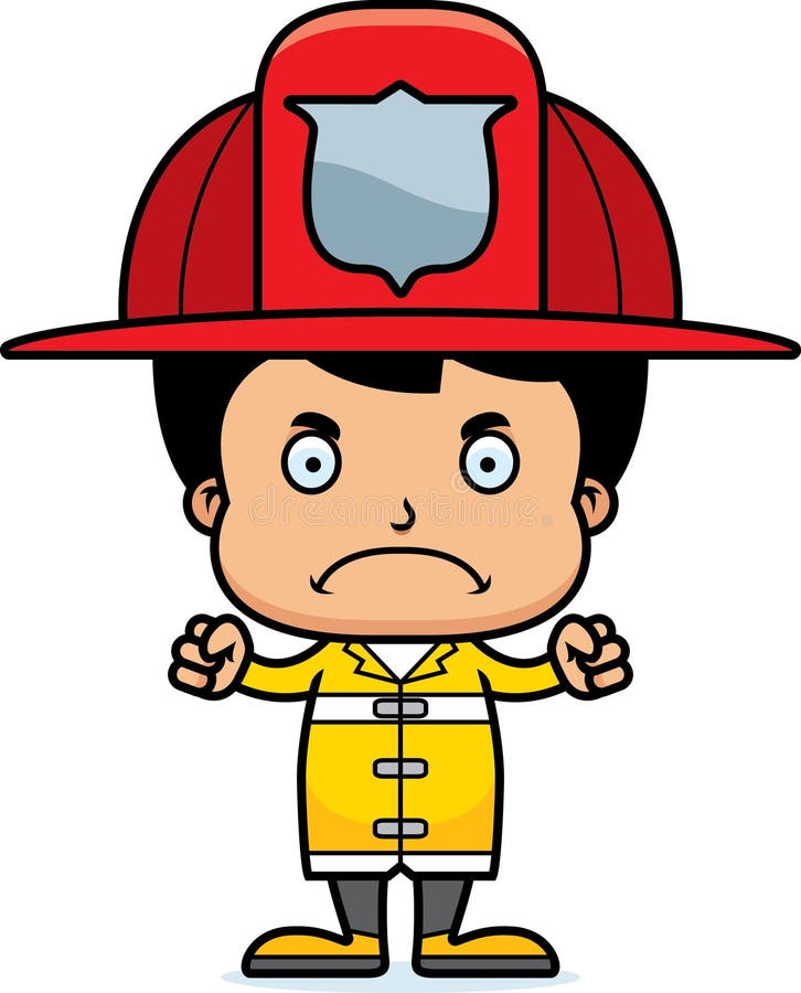 Cartoon Angry Firefighter Boy Stock Vector - Illustration of fireman ...