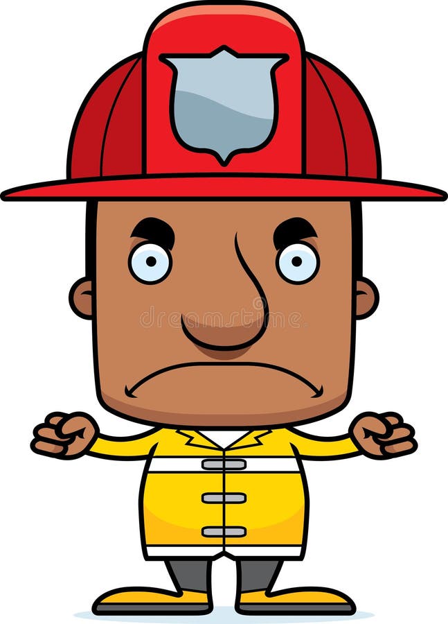 Cartoon Angry Firefighter Man Stock Vector - Illustration of helmet ...