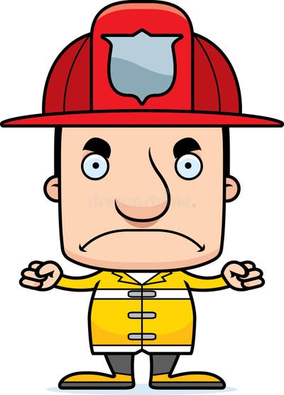 Cartoon Angry Firefighter Man Stock Vector - Illustration of graphic ...