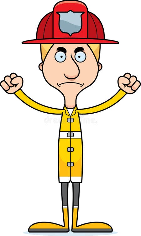 Cartoon Angry Firefighter Man Stock Vector - Illustration of fireman ...