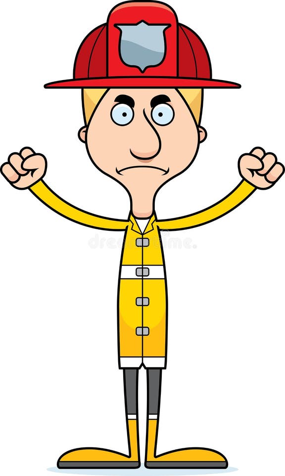 Cartoon Angry Firefighter Man Stock Vector - Illustration of fireman ...
