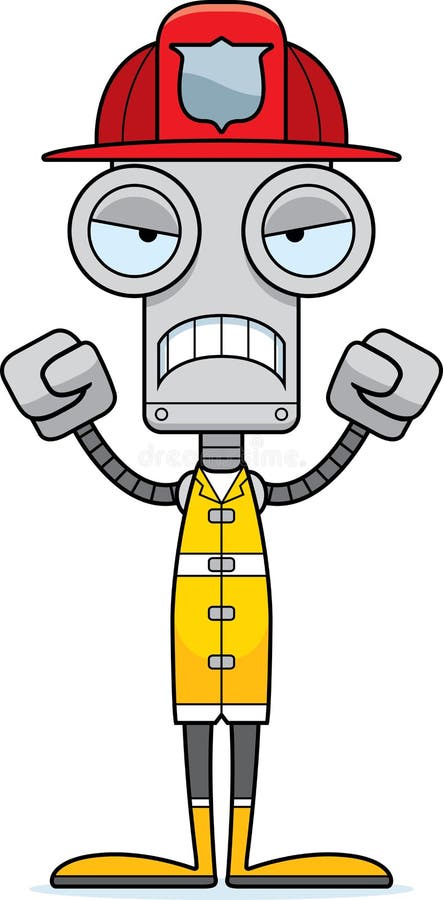 Cartoon Angry Firefighter Robot Stock Vector - Illustration of machine ...