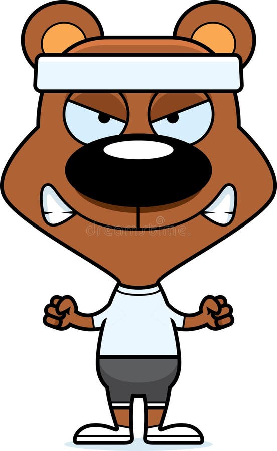Cartoon Angry Fitness Bear stock vector. Illustration of graphic - 55534064