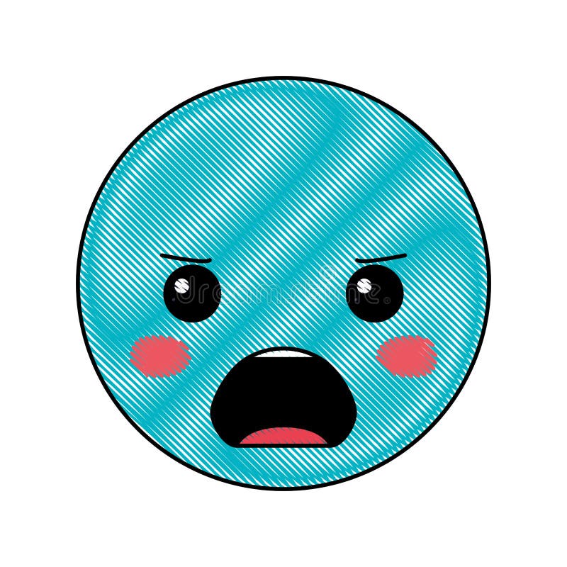 Cartoon Angry Head Kawaii Character Stock Vector - Illustration of ...