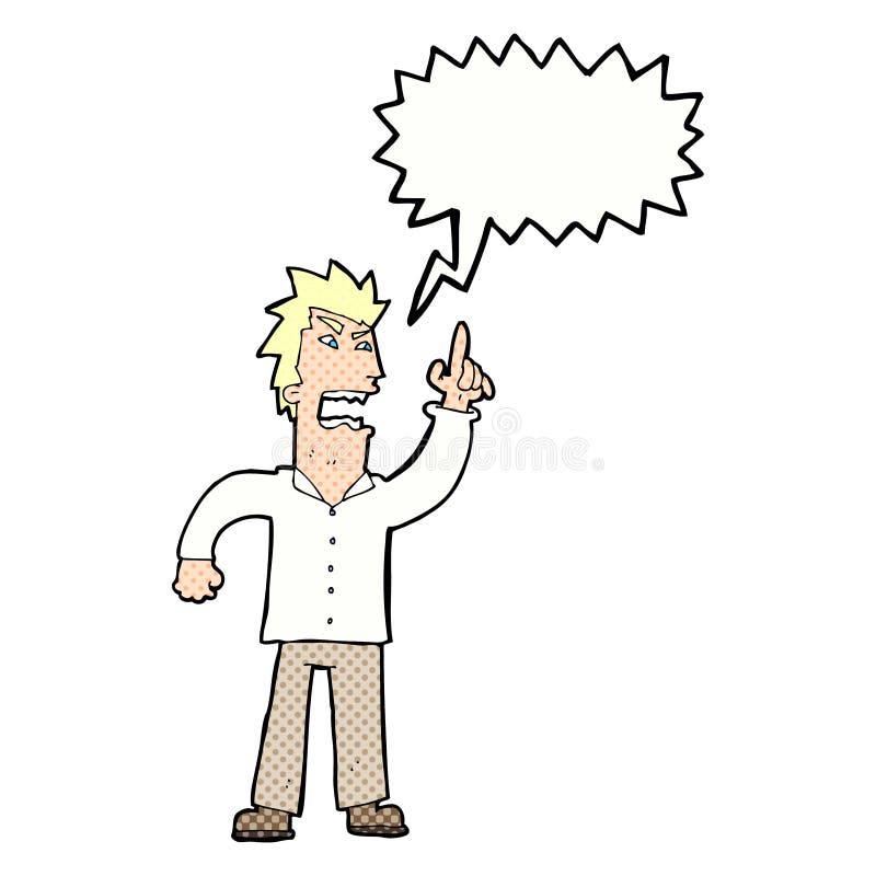 Cartoon Angry Man Making Point with Speech Bubble Stock Illustration ...
