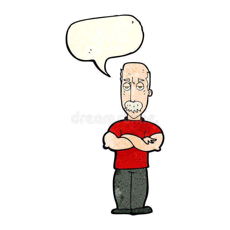 Cartoon Angry Man with Mustache with Speech Bubble Stock Illustration ...