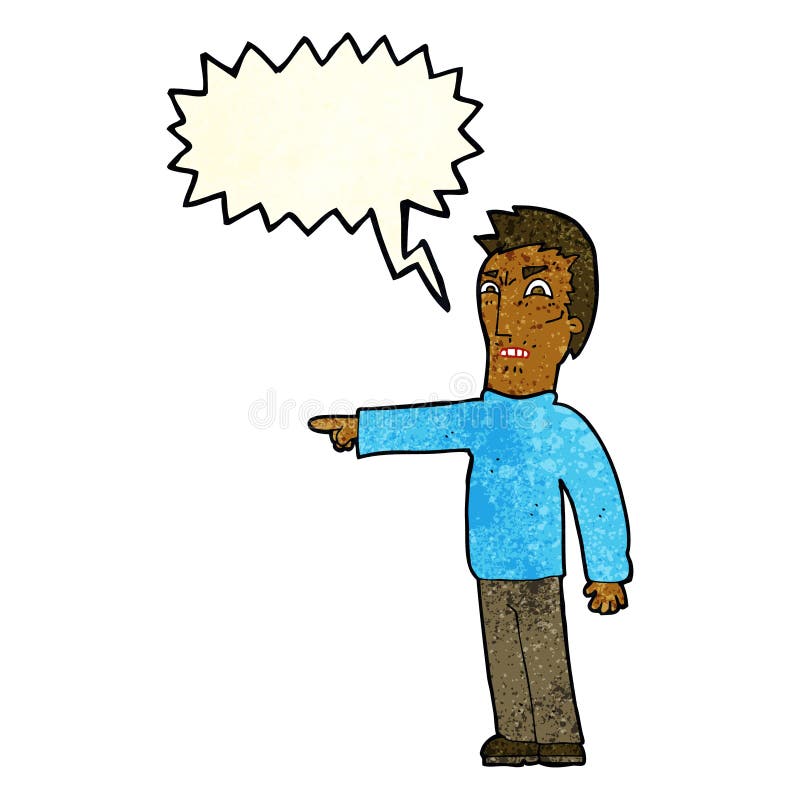 Cartoon Angry Man Pointing with Speech Bubble Stock Illustration ...