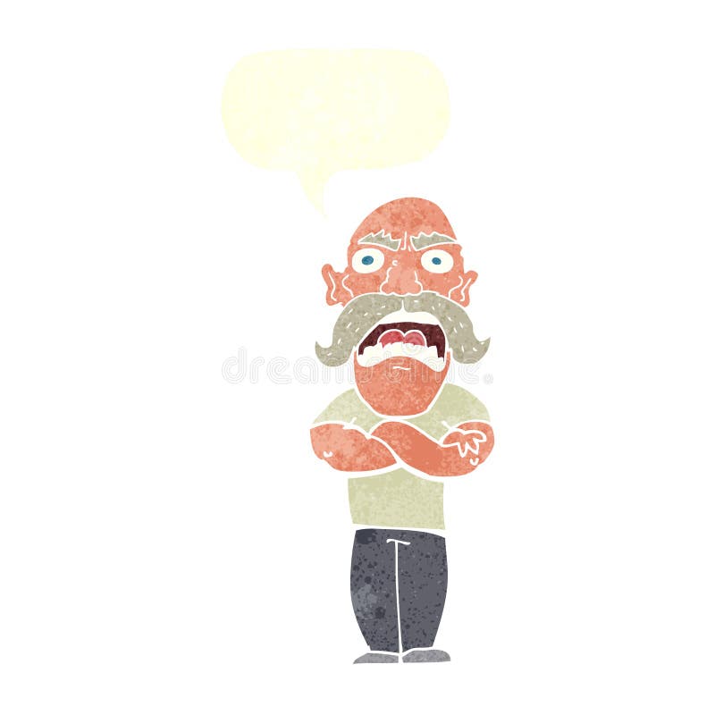 Cartoon Angry Man with Speech Bubble Stock Illustration - Illustration ...