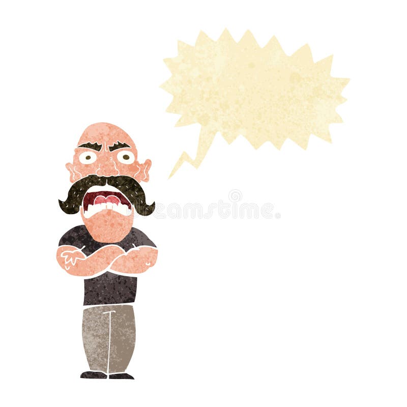 Cartoon Angry Man with Speech Bubble Stock Illustration - Illustration ...