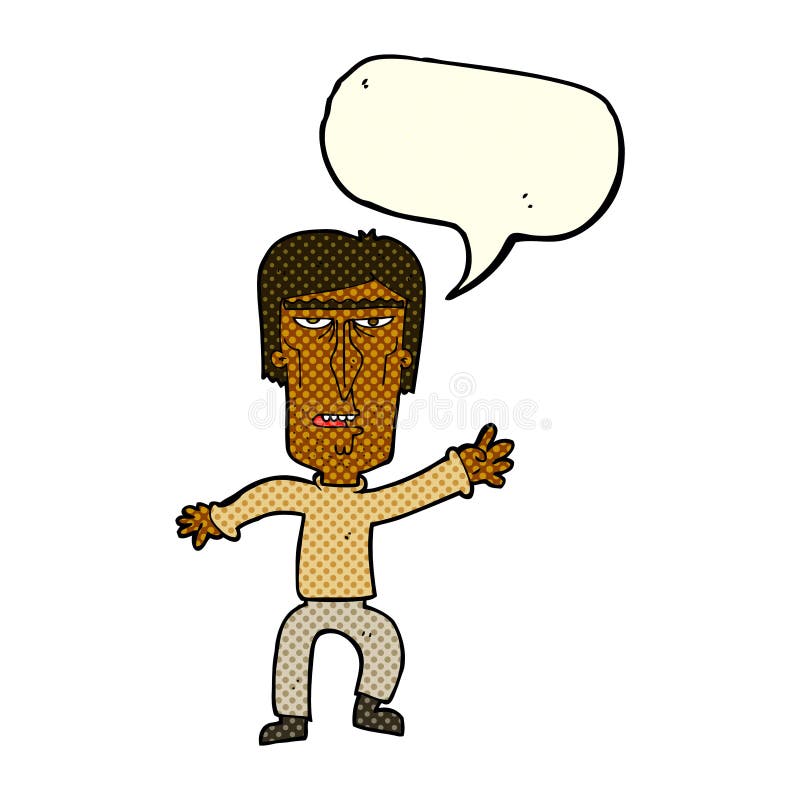 Cartoon Angry Man Waving Warning with Speech Bubble Stock Illustration ...