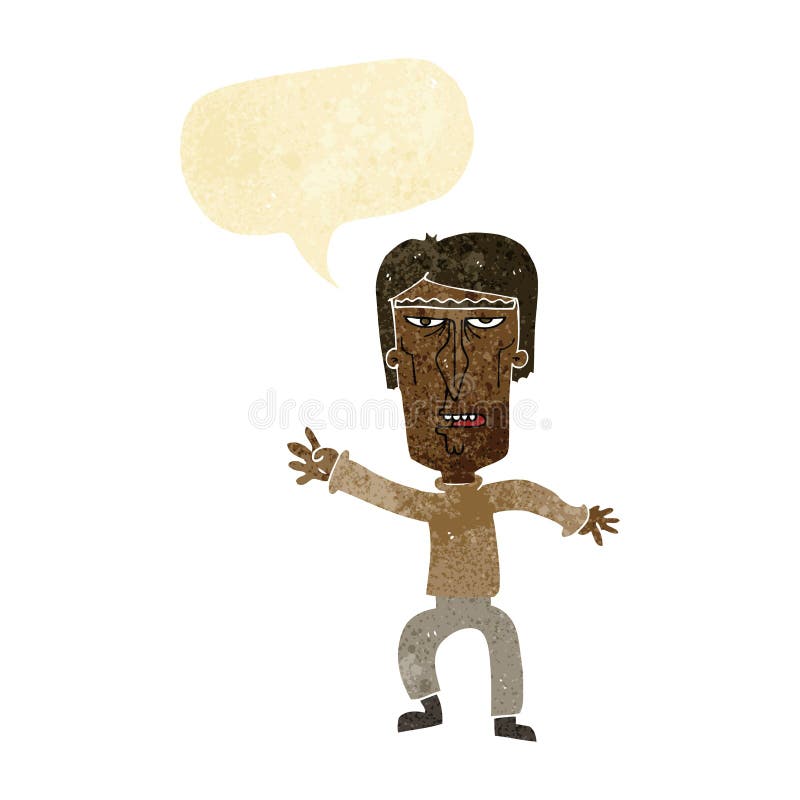 Cartoon Angry Man Waving Warning with Speech Bubble Stock Illustration ...