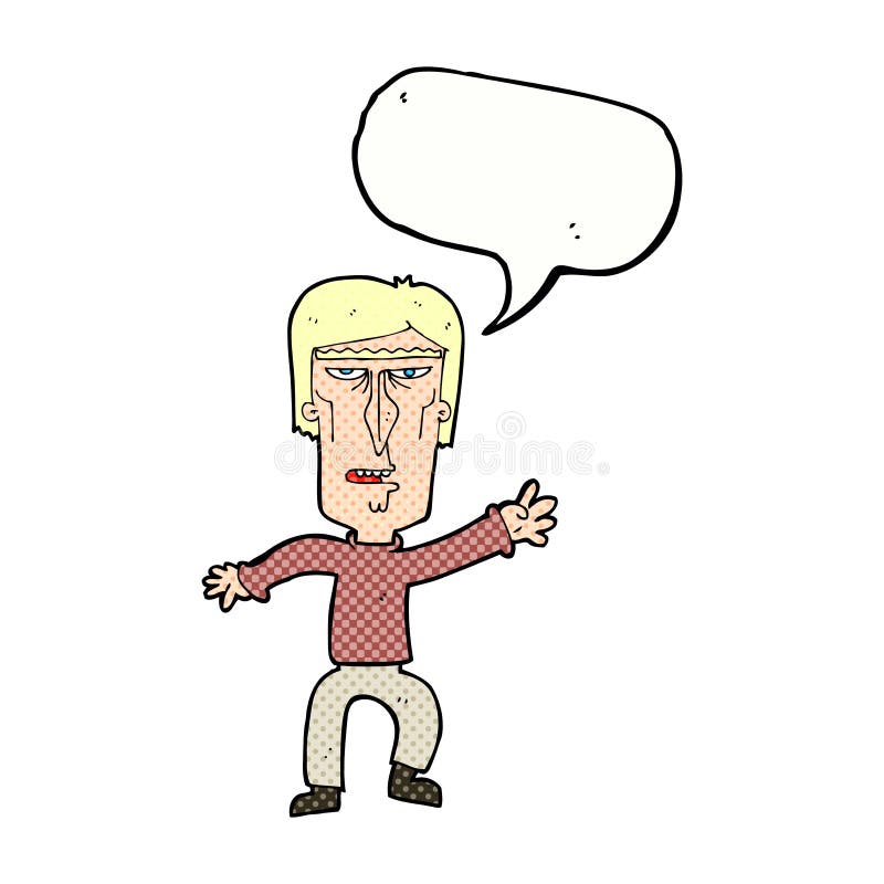 Cartoon Angry Man Waving Warning with Speech Bubble Stock Illustration ...
