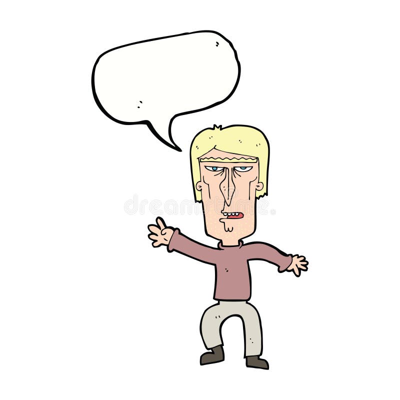 Cartoon Angry Man Waving Warning with Speech Bubble Stock Illustration ...