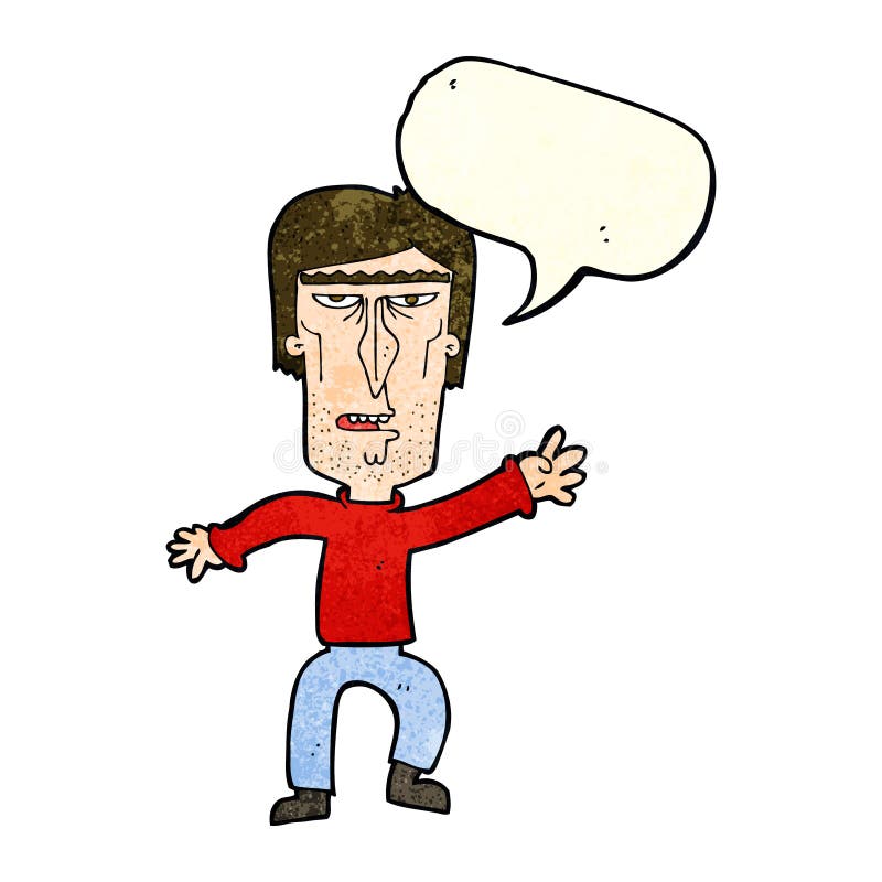 Cartoon Angry Man Waving Warning with Speech Bubble Stock Illustration ...