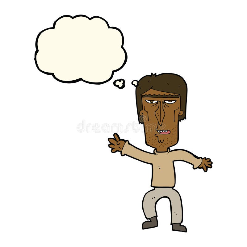 Cartoon Angry Man Waving Warning with Thought Bubble Stock Illustration ...