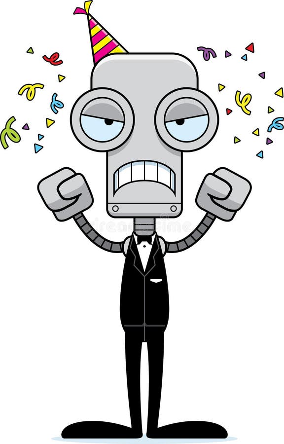 Cartoon Angry Party Robot stock vector. Illustration of angry - 55525123