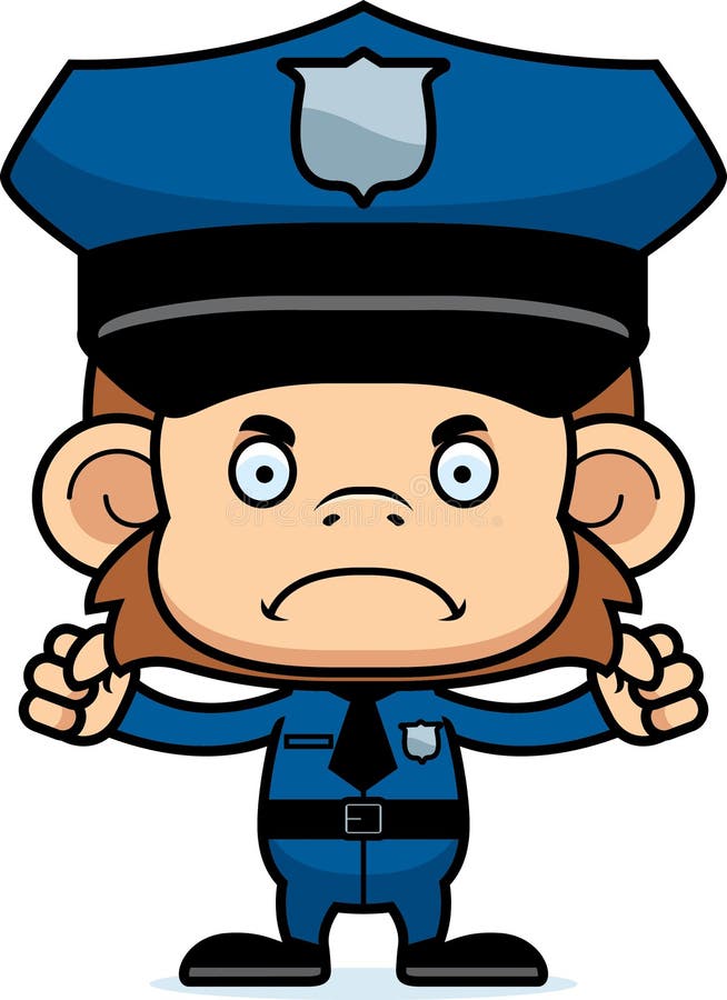Cartoon Angry Police Officer Monkey Stock Vector - Illustration of ...