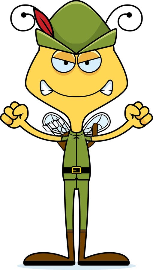 Cartoon Angry Robin Hood Bee Stock Vector - Illustration of clipart ...