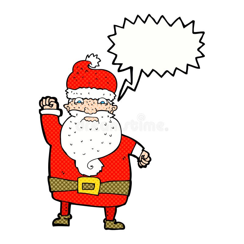 Cartoon Angry Santa Claus with Speech Bubble Stock Illustration ...