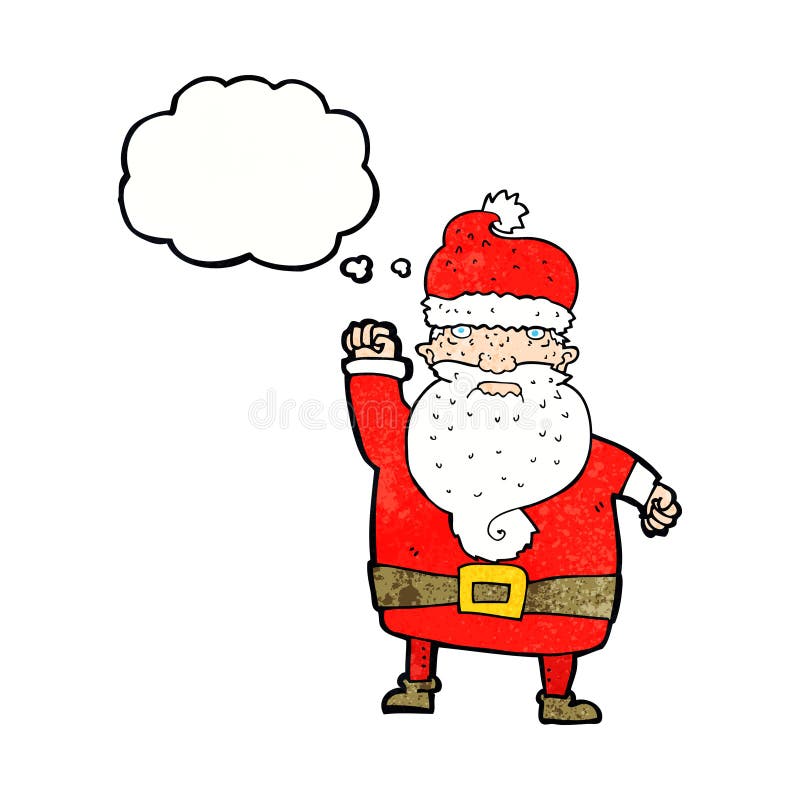 Cartoon Angry Santa Claus with Thought Bubble Stock Illustration ...