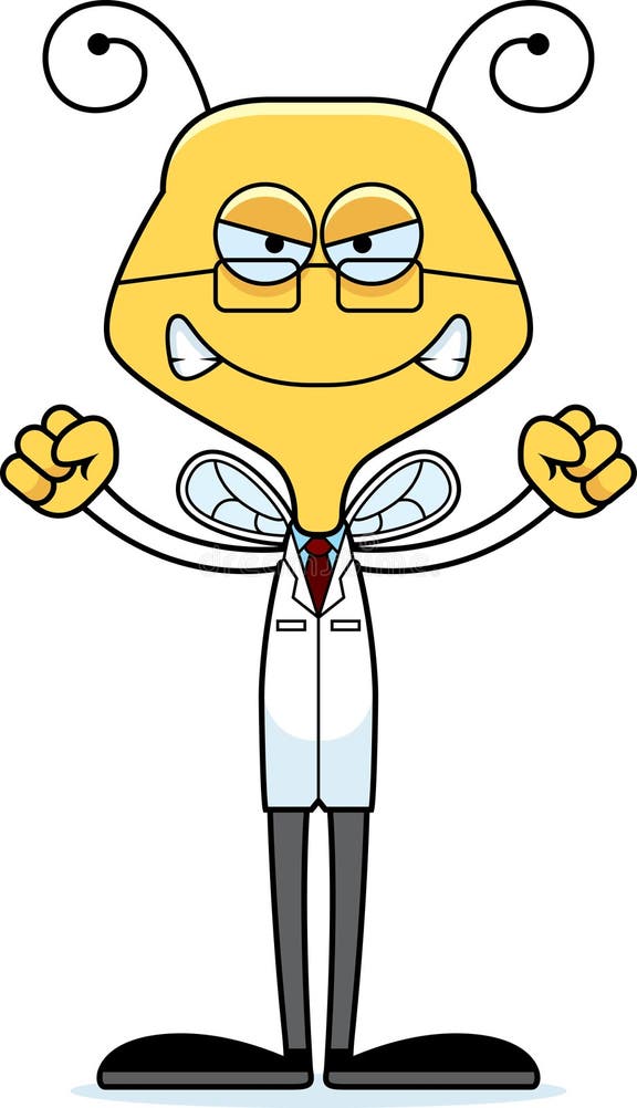 Cartoon Angry Scientist Bee Stock Vector - Illustration of frown, coat ...