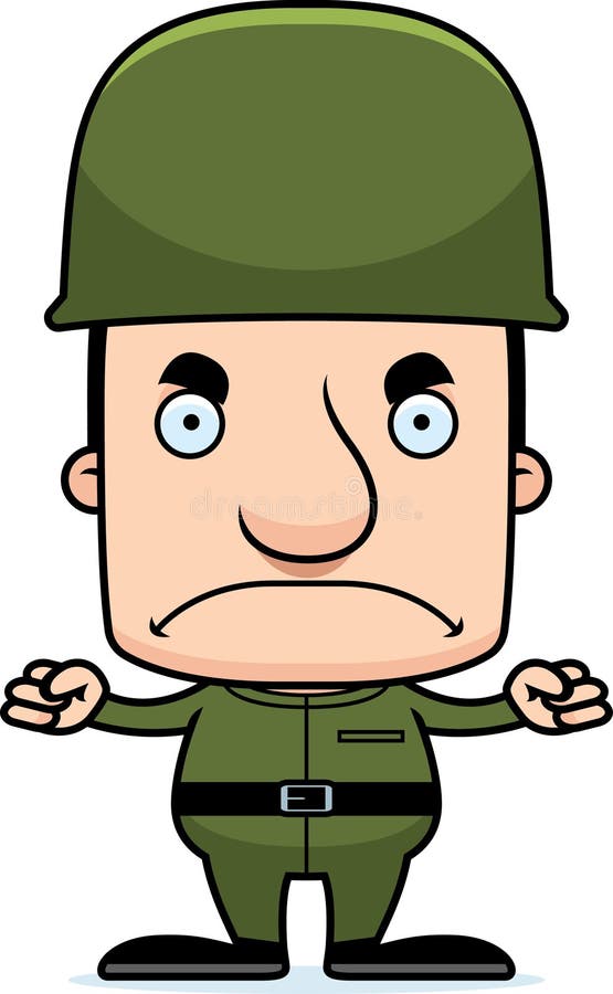 Cartoon Angry Soldier Man stock vector. Illustration of graphic - 55342240