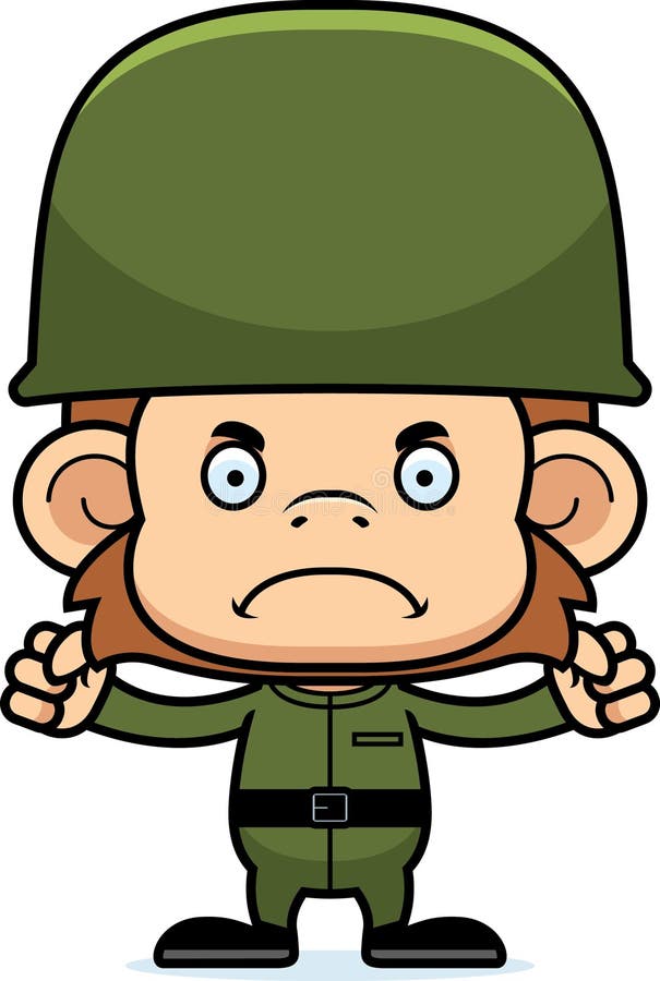 Cartoon Angry Soldier Monkey Stock Vector - Illustration of vector ...