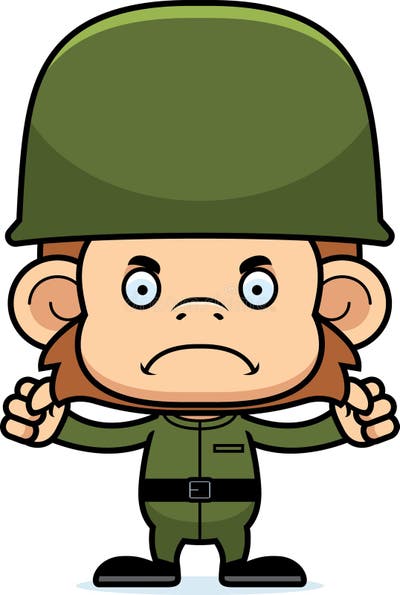 Cartoon Angry Soldier Monkey Stock Vector - Illustration of vector ...