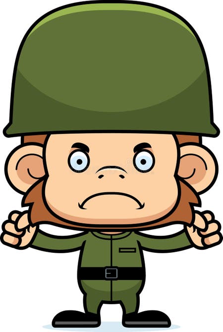 Cartoon Angry Soldier Monkey Stock Vector - Illustration of vector ...