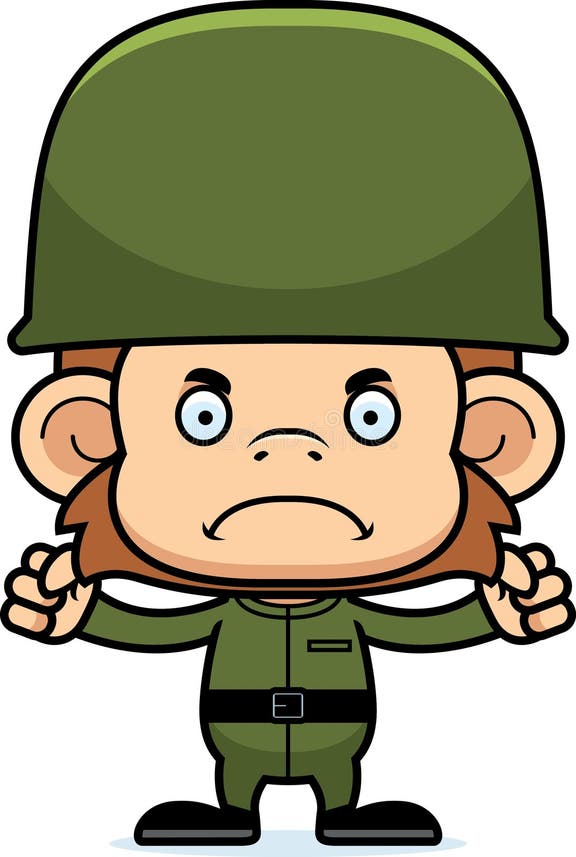 Cartoon Angry Soldier Monkey Stock Vector - Illustration of vector ...