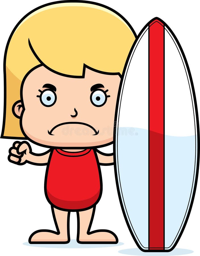 Cartoon Angry Surfer Girl stock vector. Illustration of surfer - 55479288