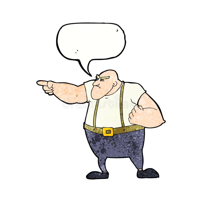 Cartoon Angry Tough Guy Pointing with Speech Bubble Stock Illustration ...