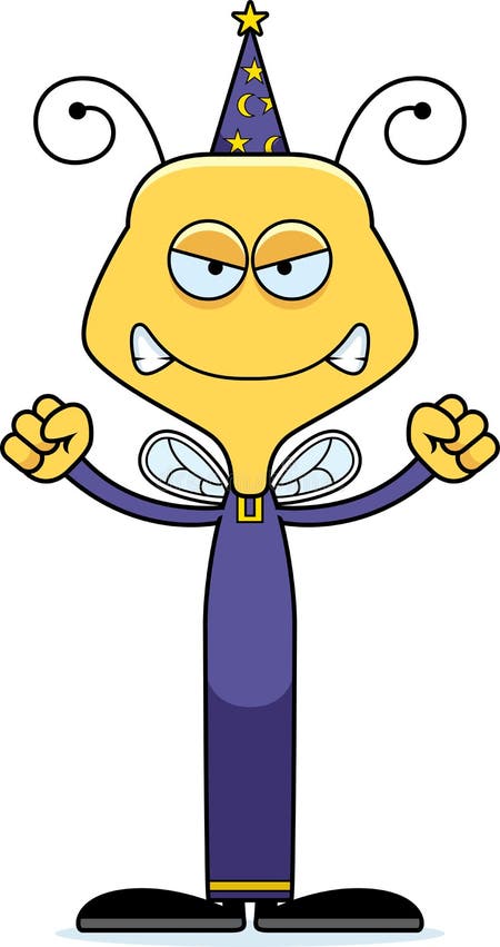 Cartoon Angry Wizard Bee stock vector. Illustration of magic - 55429436
