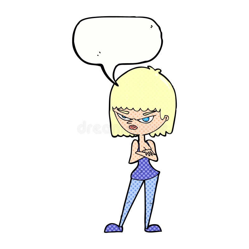 Cartoon Angry Woman with Speech Bubble Stock Illustration ...