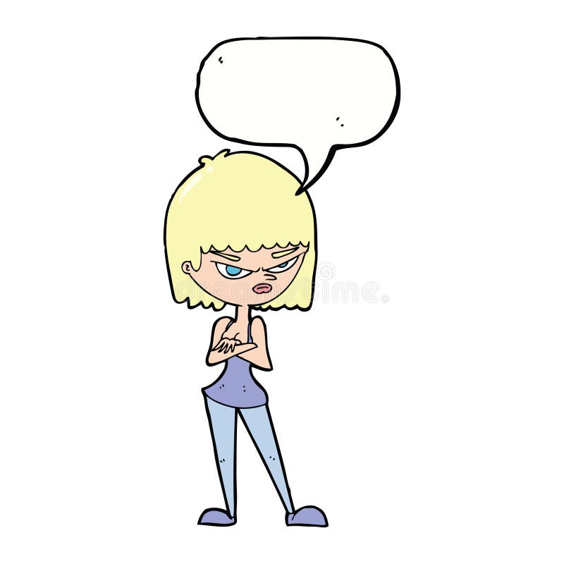 Cartoon Angry Woman with Speech Bubble Stock Illustration ...
