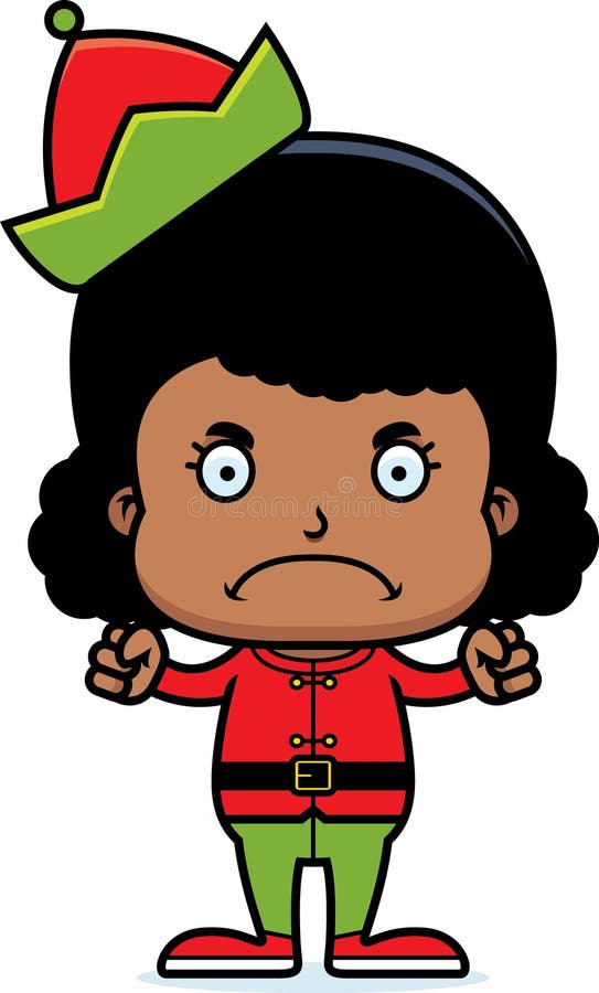Cartoon Angry Xmas Elf Girl Stock Vector - Illustration of clip, child ...