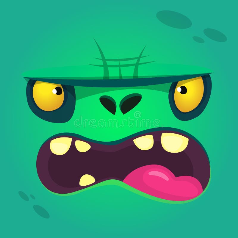 Cartoon Angry Zombie Face. Vector Zombie Monster Square Avatar. Stock ...