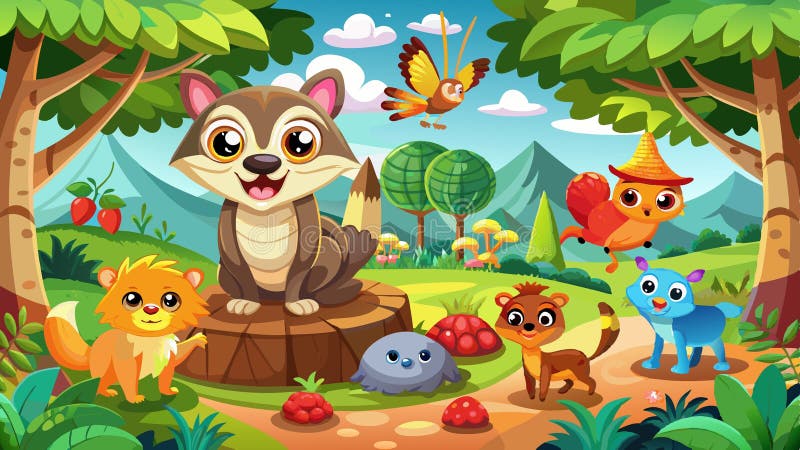 Cartoon animal background stock vector. Illustration of minced - 331006269