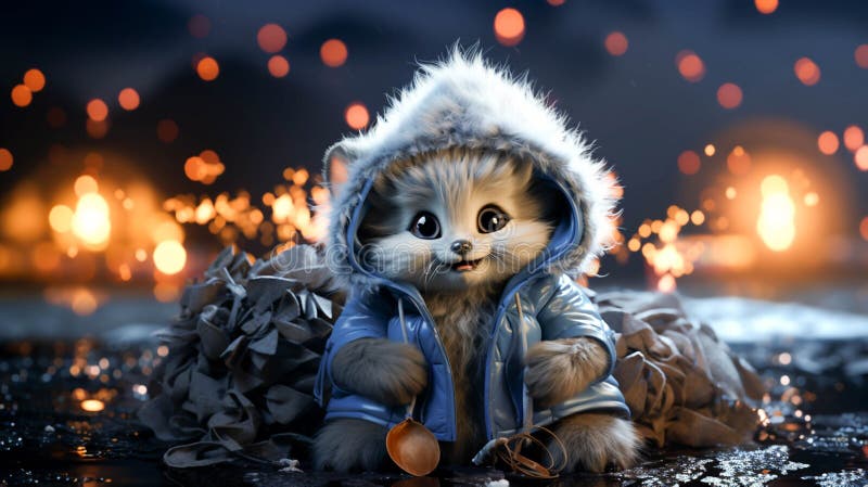 A Cartoon Animal with a Blue Fur Coat Stock Illustration - Illustration ...