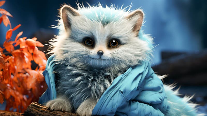 A Cartoon Animal with a Blue Fur Coat Stock Illustration - Illustration ...