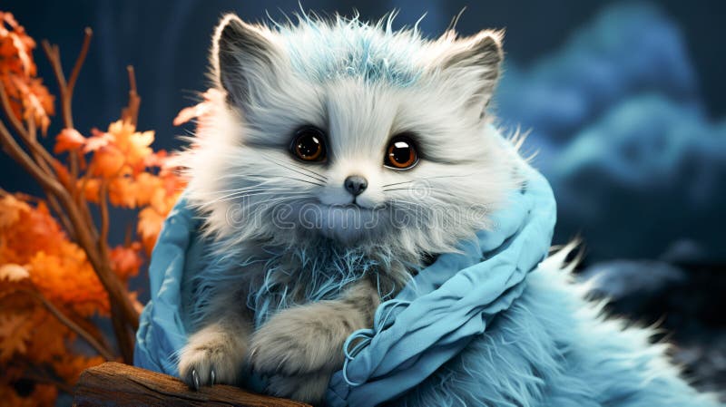 A Cartoon Animal with a Blue Fur Coat Stock Illustration - Illustration ...